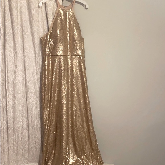Bari Jay | Dresses | Bari Jay Gold Sequin Gown | Poshmark